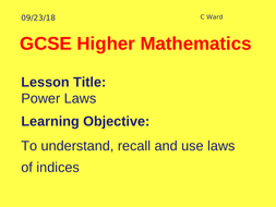 FOUNDATION GCSE POWER LAWS | Teaching Resources