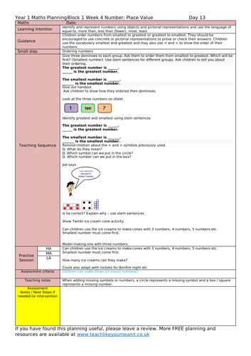 Year 1 Autumn Mastery Maths Block 1 Week 4 Place Value | Teaching Resources