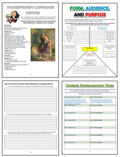 The Tempest Comprehension Activities Booklet! | Teaching Resources
