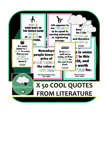 50 Great Quotes from Literature- Colourful Display Posters for ...