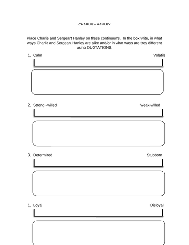Private Peaceful - Sergeant Hanley Vs Charlie Peaceful | Teaching Resources