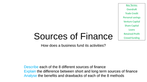 GCSE Business 9-1 Edexcel Scheme of Learning. Theme 1: 1.3 Putting a ...