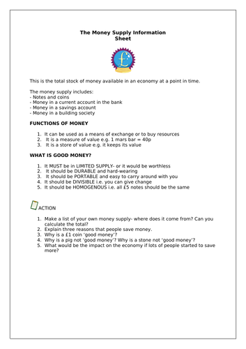Money Supply and Interest rates | Teaching Resources