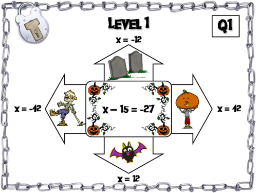 Solving One and Two Step Equations Game: Escape Room Halloween Math ...