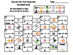 Solving One and Two Step Equations Game: Halloween Math Maze | Teaching ...