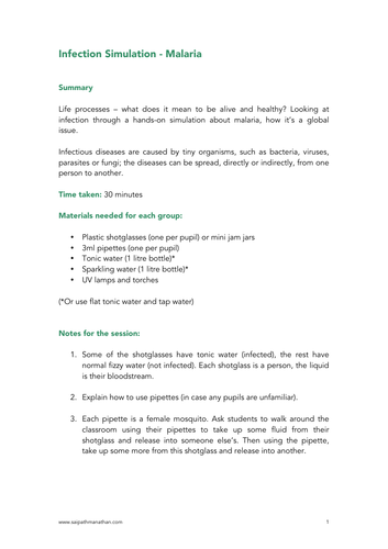 Infection Simulation - Malaria | Teaching Resources