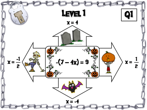 Solving Multi Step Equations Game: Escape Room Halloween Math ...