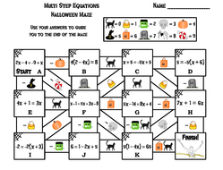 Solving Multi Step Equations Game: Halloween Math Maze | Teaching Resources