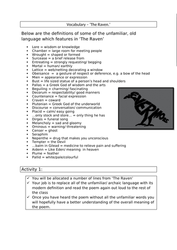 The Raven, Edgar Allan Poe. Scheme of Work. Perfect for Halloween! KS3 ...