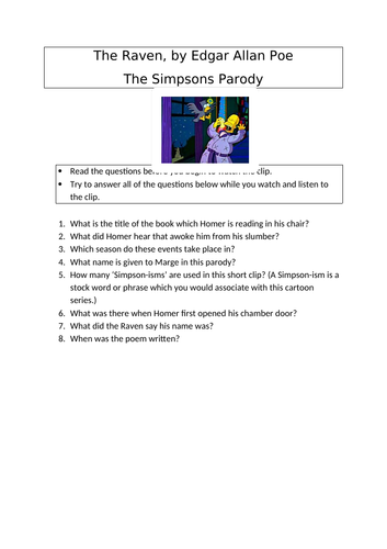 The Raven, Edgar Allan Poe. Scheme of Work. Perfect for Halloween! KS3 ...