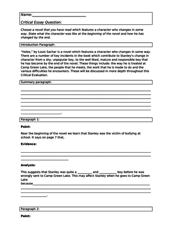 Holes, by Louis Sachar. Chapters 1-33 | Teaching Resources