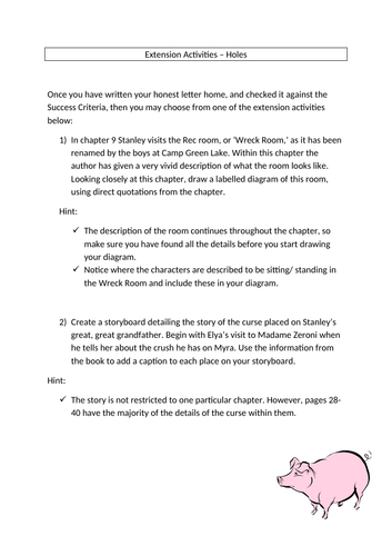 Holes, by Louis Sachar. Chapters 1-33 | Teaching Resources