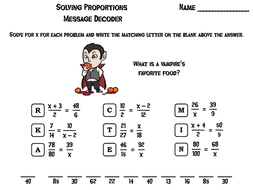 Solving Proportions Game: Halloween Math Activity Message Decoder ...