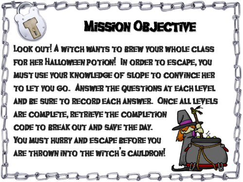 Finding the Slope Game: Escape Room Halloween Math | Teaching Resources