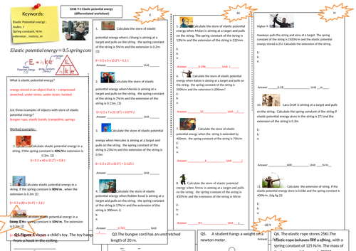 Elastic energy Outstanding lesson | Teaching Resources