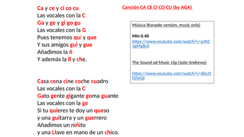 Song to practise Spanish phonics | Teaching Resources