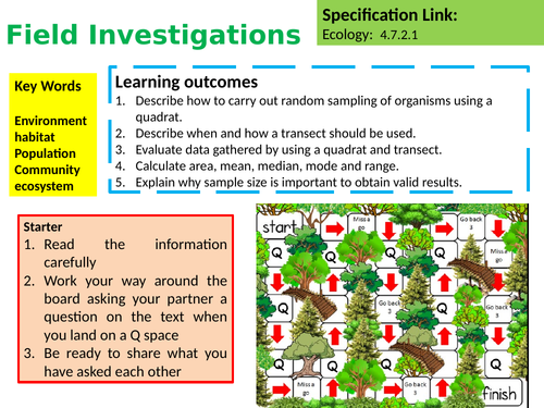 AQA GCSE Biology (Science) Field Investigations Required Practical ...