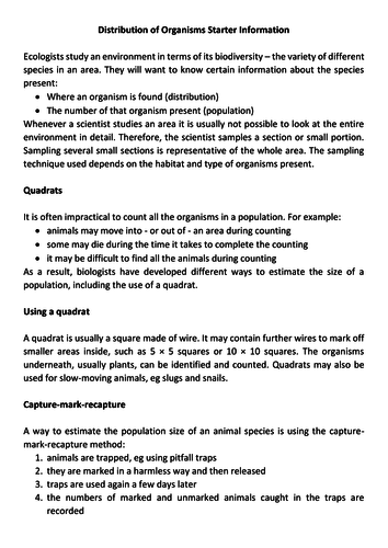AQA GCSE Biology (Science) Field Investigations Required Practical ...
