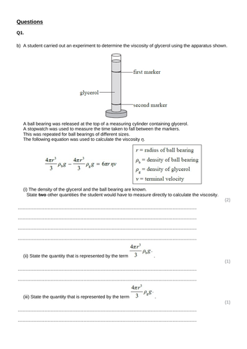 AS/A Level Physics - Stokes' Law | Teaching Resources