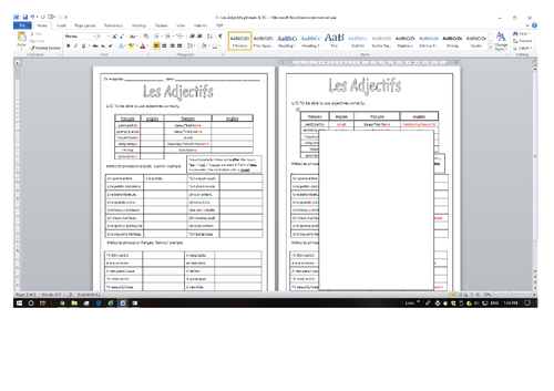 FRENCH Adjectives - Les Adjectifs - b.a.n.g.s. Worksheets | Teaching ...