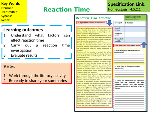 AQA GCSE Biology (Science) Reaction Time Required Practical Lesson ... AQA GCSE Biology (Science) Reaction Time Required Practical Lesson ...