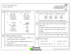 Mastery Maths - Year 6 Reasoning - Four Operations | Teaching Resources