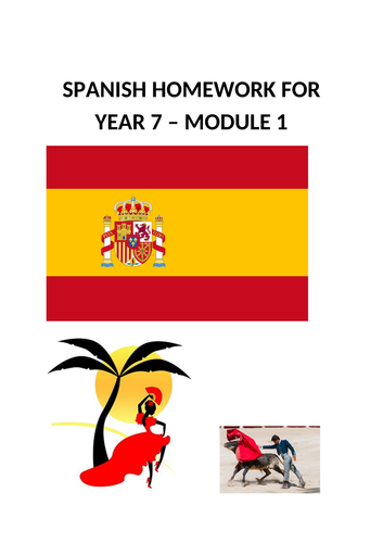 SPANISH HOMEWORK FOR YEAR 7 - MODULE 1 | Teaching Resources