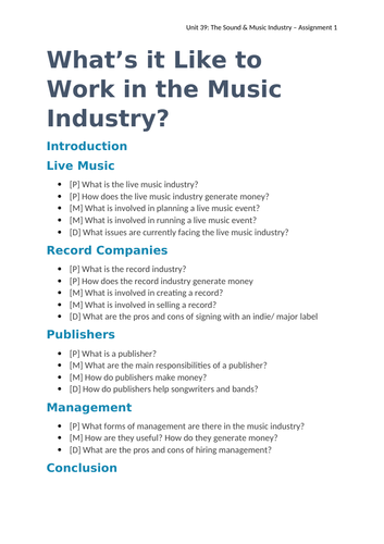 Unit 39: The Sound & Music - The Four Sectors (PowerPoint & Assignment ...