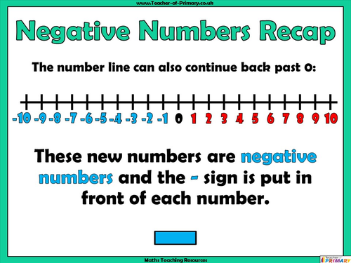 Negative Numbers - Year 6 | Teaching Resources