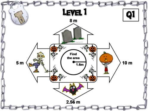 Area and Circumference of a Circle Game: Escape Room Halloween Math ...