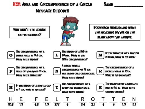 Area and Circumference of a Circle Game: Halloween Math Activity ...