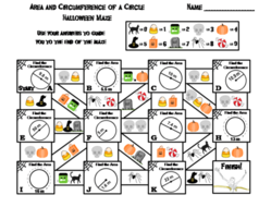Area and Circumference of a Circle Game: Halloween Math Maze | Teaching ...