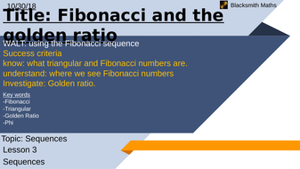 Fibonacci and golden ratio lesson | Teaching Resources