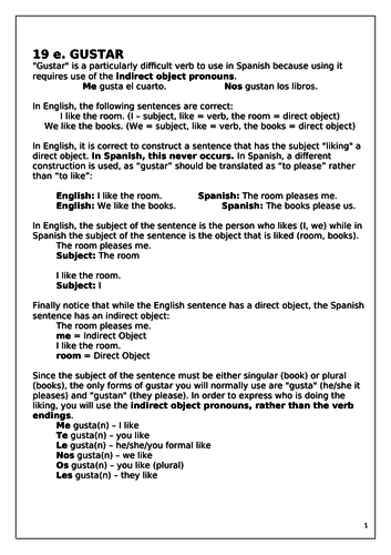Spanish A Level Grammar: Gustar and other back-to-front verbs ...
