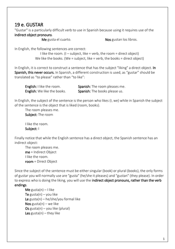Spanish A Level Grammar: Gustar and other back-to-front verbs ...