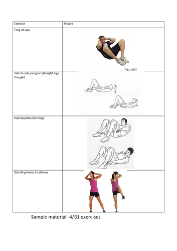 ABS 12 WEEK PLAN WITH EXERCISES (SAMPLE MATERIAL) | Teaching Resources