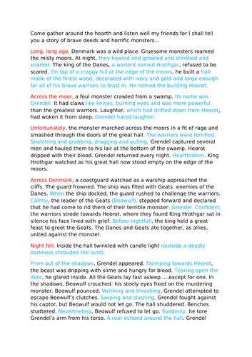 Beowulf 2-3 Weeks Whole Class Reading Planning and activities KS2 ...