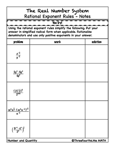 Rational Exponent Rules: Notes | Teaching Resources