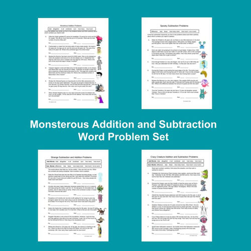 Monstrous Addition and Subtraction Problem Set (Halloween Suited ...