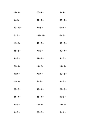 Multiplication and division worksheets | Teaching Resources