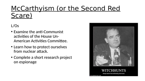 USA Boom Bust and Recovery - Second Red Scare McCarthy | Teaching Resources