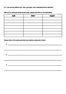 Prefixes--sub, inter, super | Teaching Resources