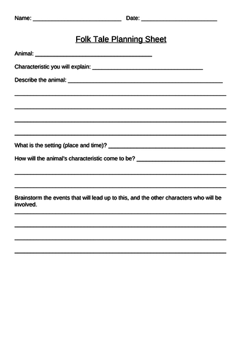 Folk Tale Planning Sheet | Teaching Resources