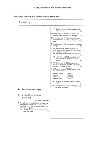 OCR Cambridge Technical Level 3 Business - Cost, Revenue and Profit ...