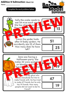 Halloween Themed Bar Model Word Problems - Addition and Subtraction ...