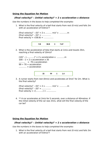 Forces and Motion Qs and scheme for foundation GCSE Sci | Teaching ...
