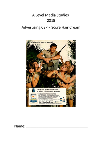 AQA A Level Media Studies - Score Hair Cream Advertisement | Teaching ...