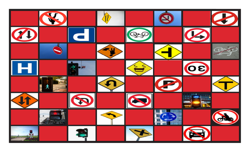 Road Signs and Directions Legal Size Photo Checkerboard Game | Teaching ...