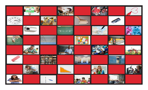 School Items, Places, and Subjects Legal Size Photo Checkerboard Game ...