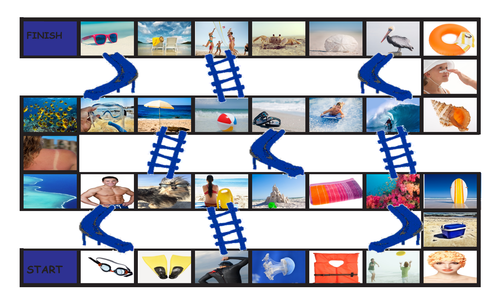 Beach Things and Activities Legal Size Photo Chutes and Ladders Game ...